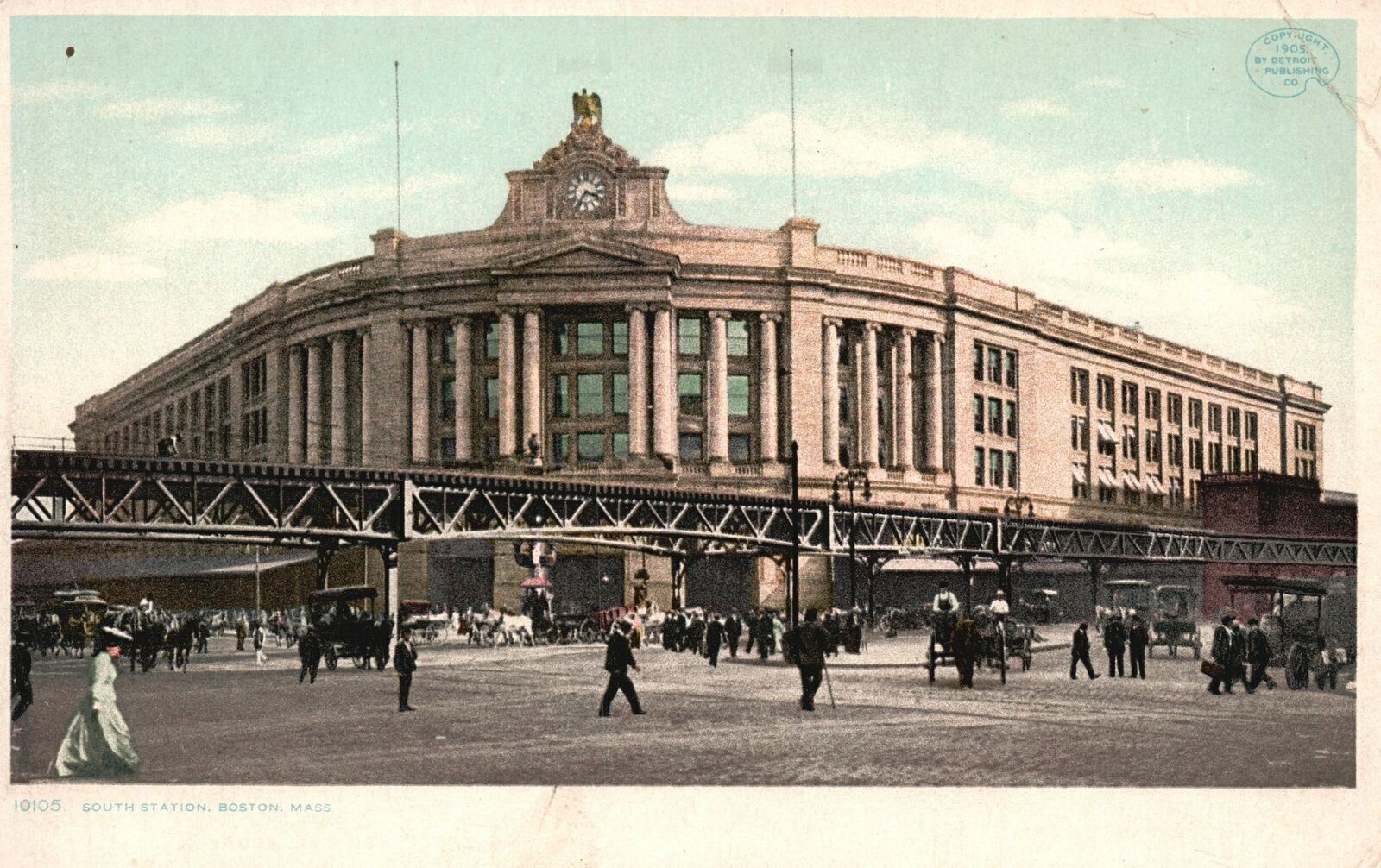 Vintage Postcard South Station Busiest Transit Hub Boston Massachusetts ...