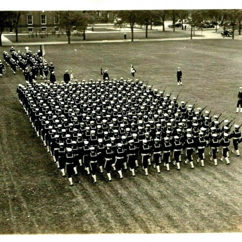 1940s US Naval Training Center Drill Formation RPPC Navy WWII USN Great ...