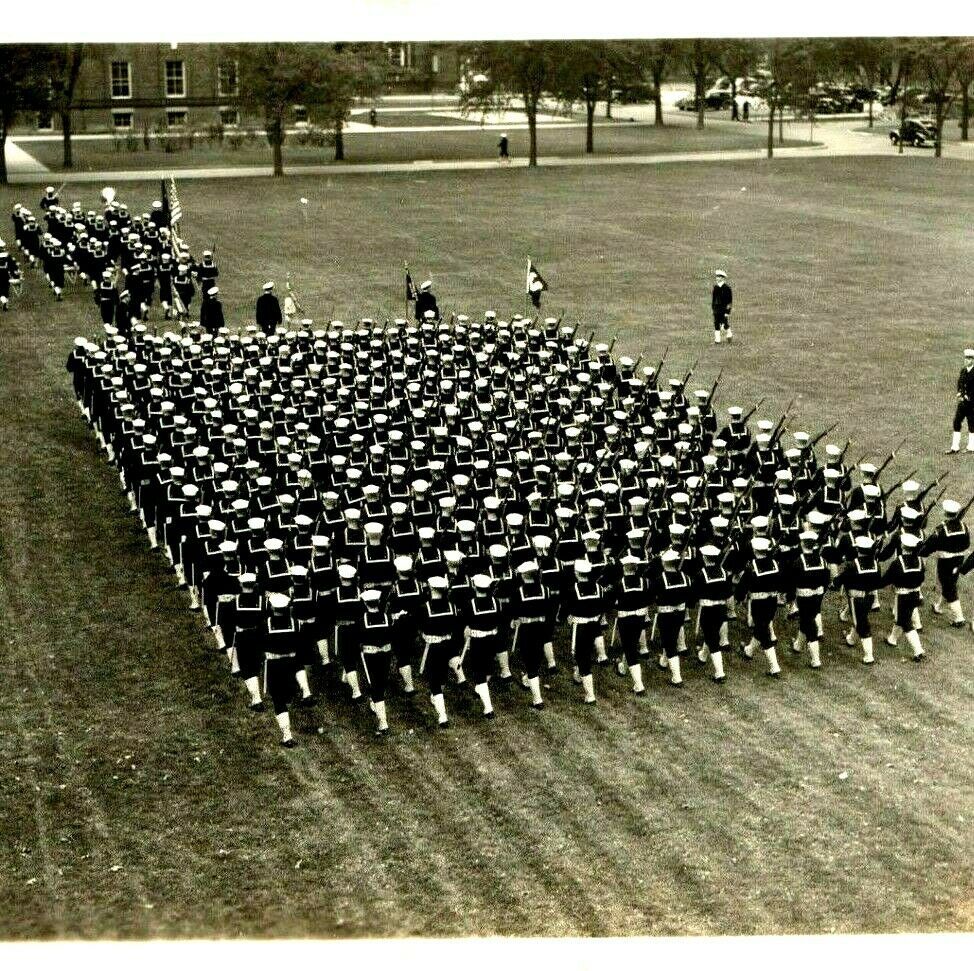 1940s US Naval Training Center Drill Formation RPPC Navy WWII USN Great ...
