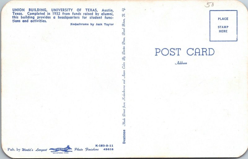University of Texas Student Union Building 1950's Chrome Round Corners ...