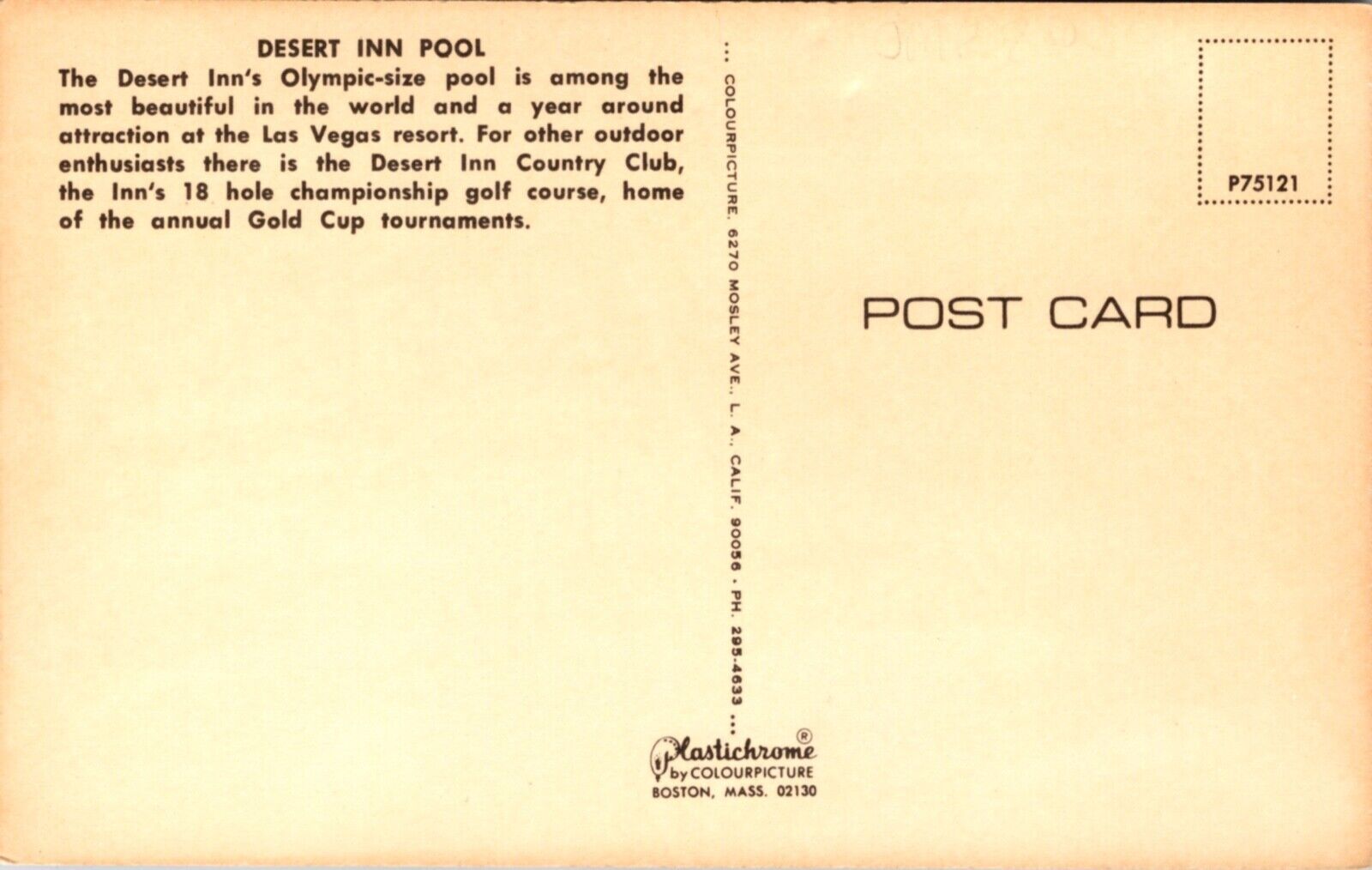 Postcard Swimming Pool at Desert Inn Resort in Las Vegas, Nevada ...