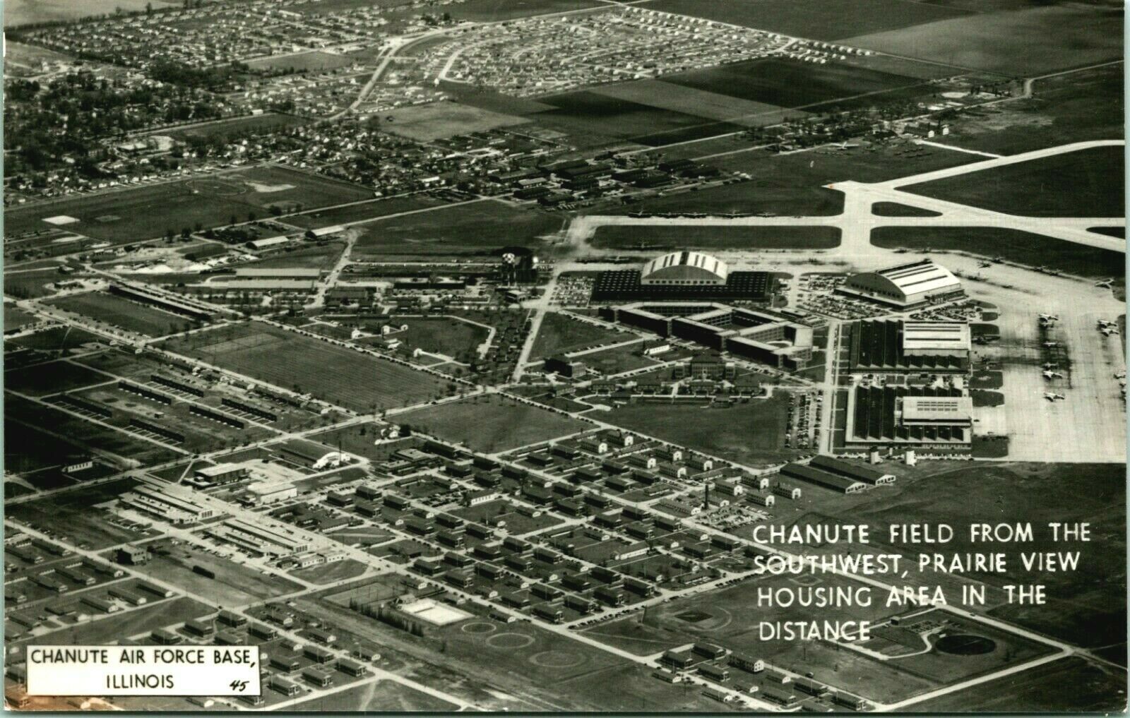 RPPC Chanute Field Air Force Base Airport Aerial View UNP Postcard ...
