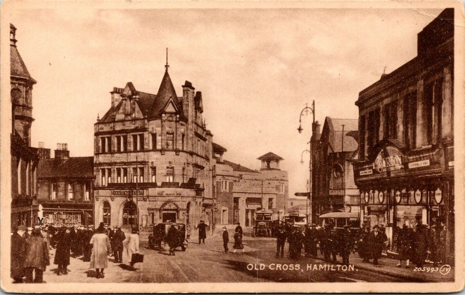 Vintage Postcard Street Scene at OLD Cross Hamilton Scotland Litho C ...