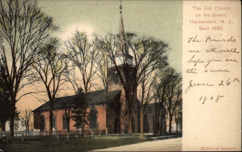 Hackensack New Jersey NJ Old Church on the Green c1910 Vintage Postcard ...