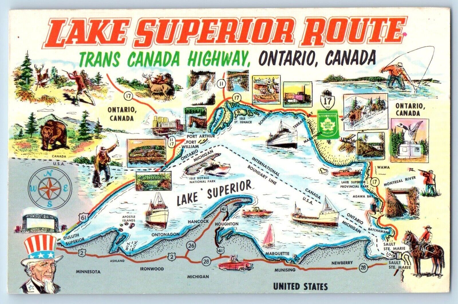 Ontario Canada Postcard Lake Superior Route Trans Highway 1960 Vintage ...