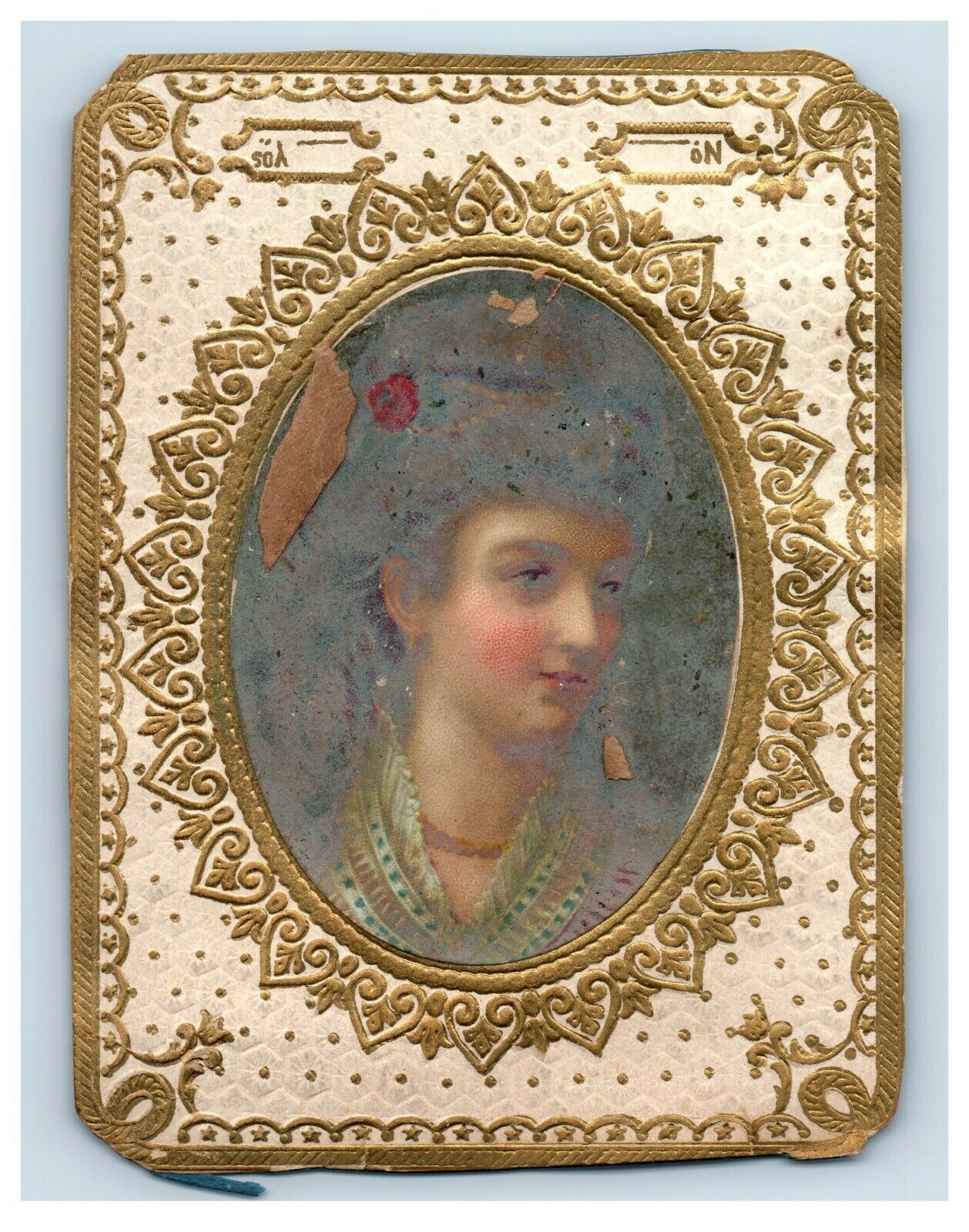 1870's-80's Dresden Fabric Label Lovely Lady Portrait P181 | Ephemera ...