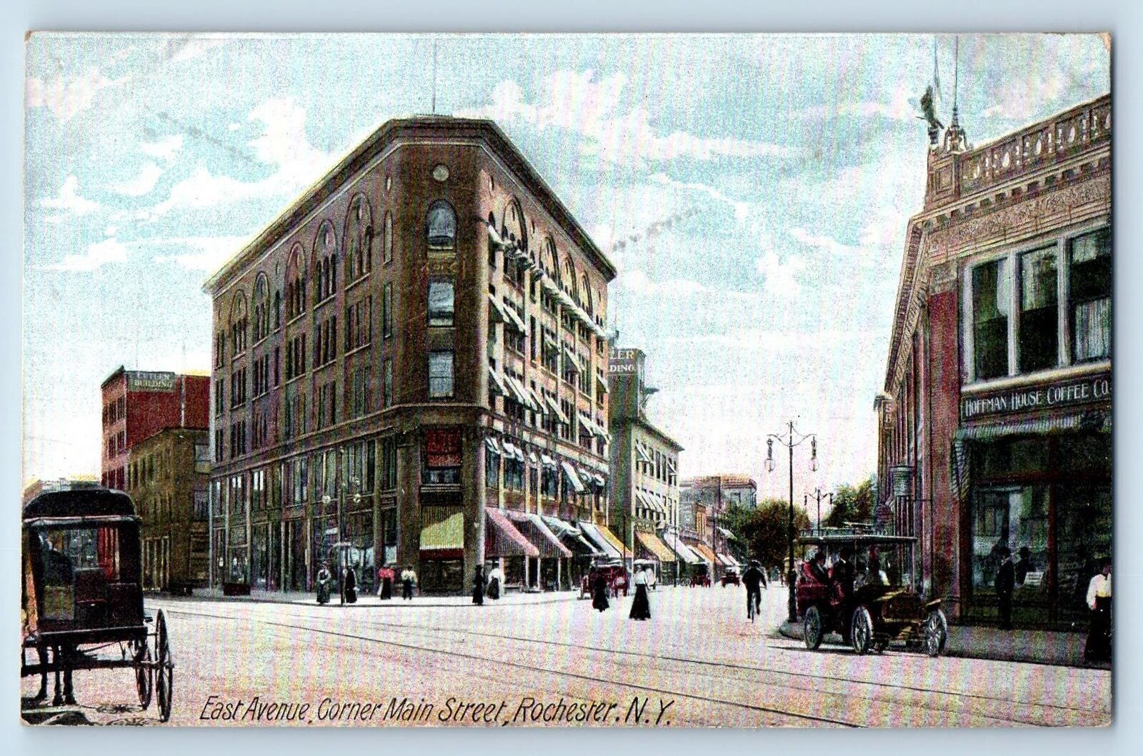 Rochester New York NY Postcard East Avenue Corner Main Street Scene ...