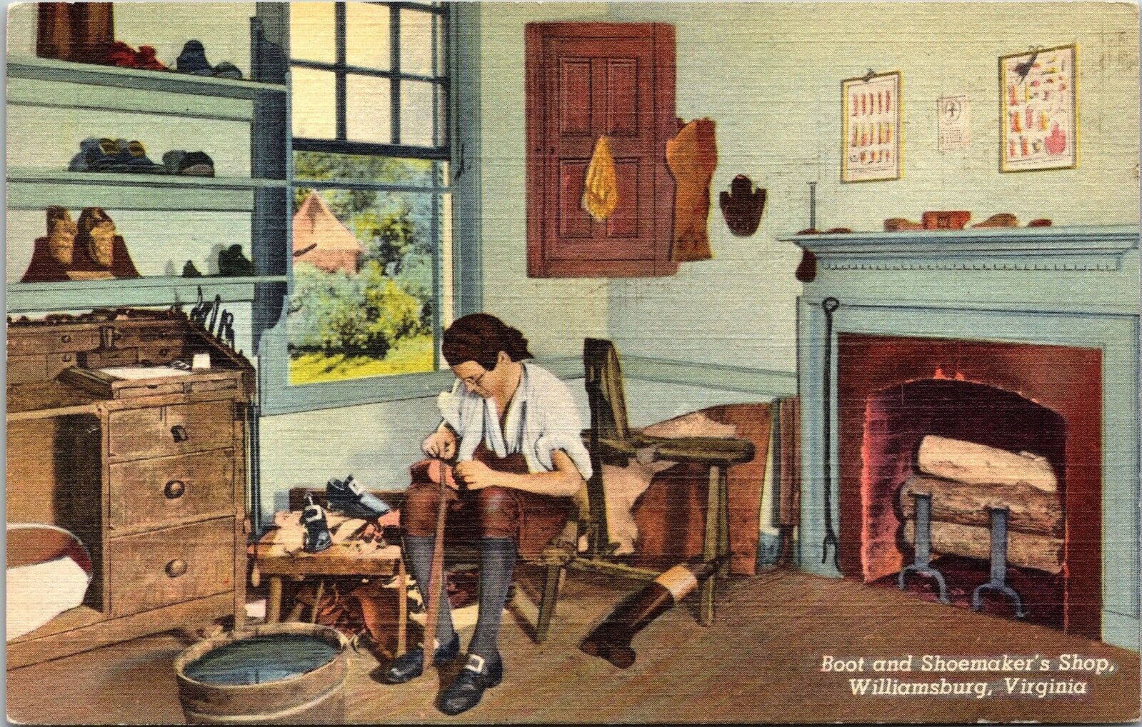 Williamsburg Virginia Colonial Boot & Shoemakers Shop Interior Linen ...