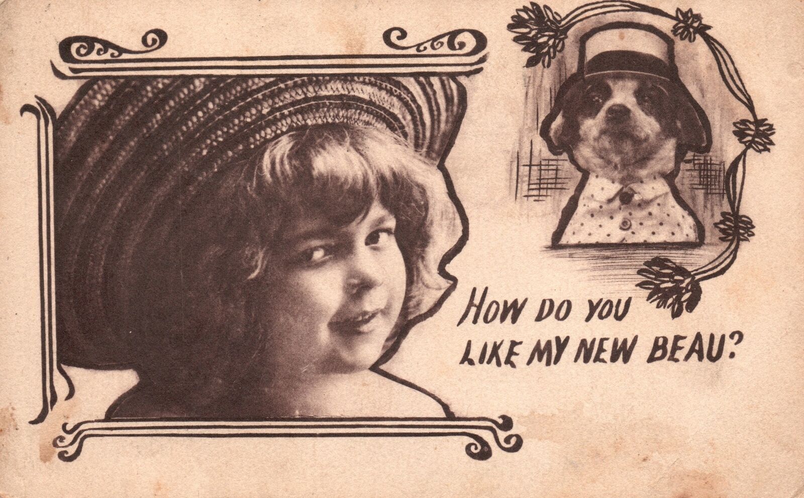 Vintage Postcard 1910's How Do You Like My New Beau? Pretty Girl ...