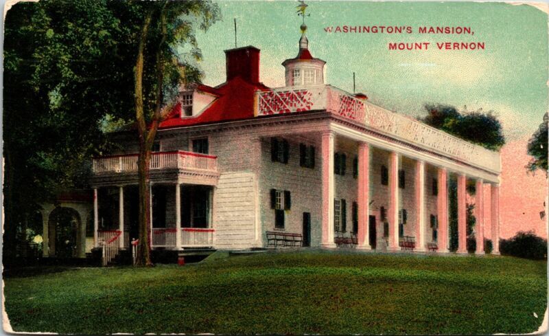 Mount Vernon Exterior George Washingtons Mansion Virginia Db Postcard