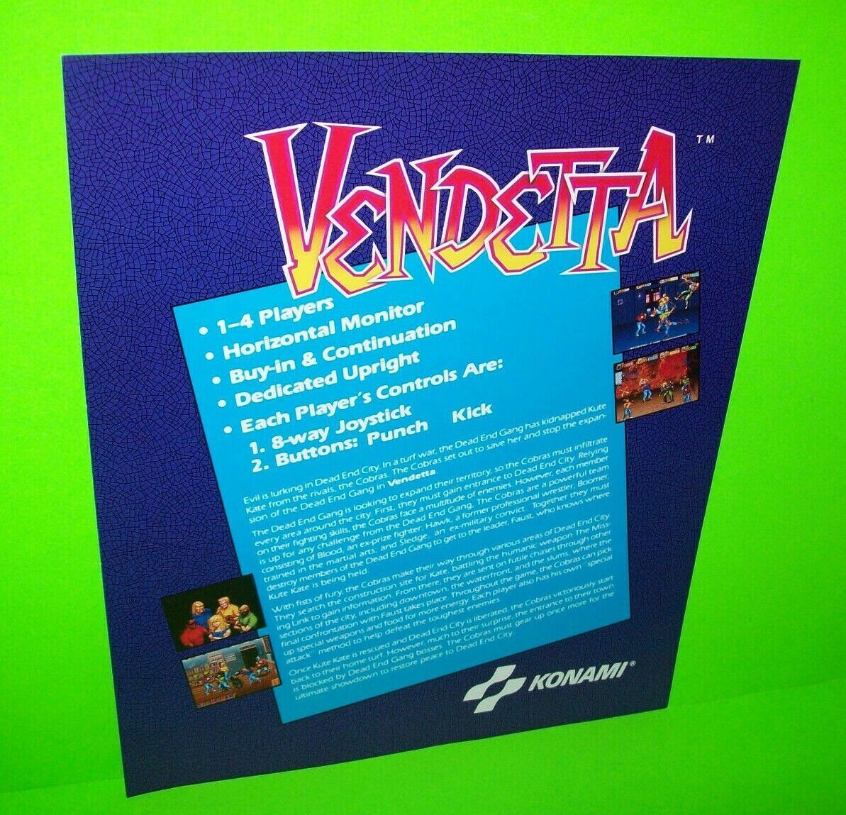 Konami Vendetta Arcade FLYER Original Video Game Art Print Sheet NOS ...