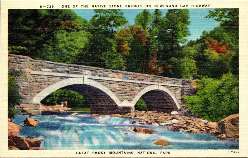 Native Stone Bridge Newfound Gap Hwy Great Smoky Mountains Linen ...