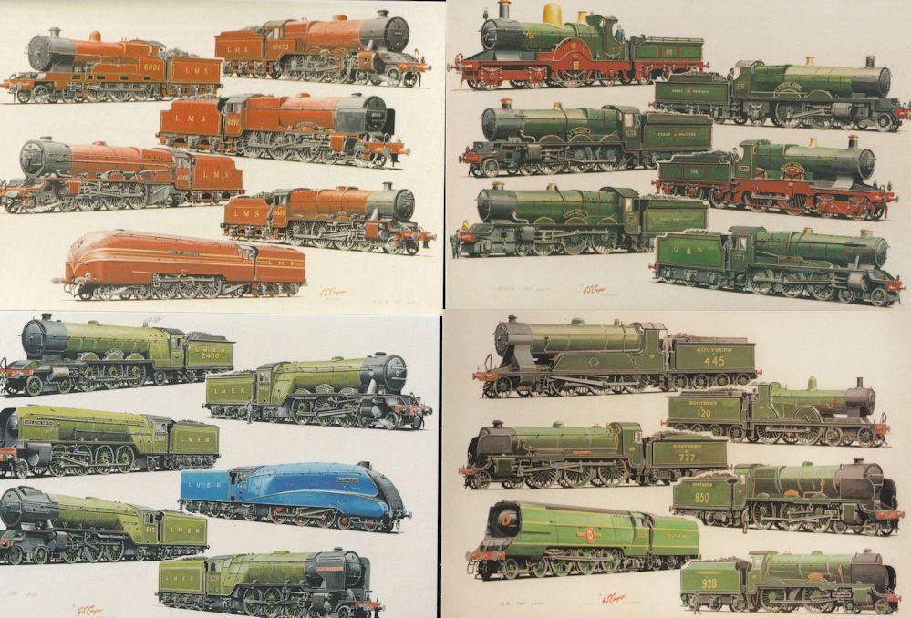 LMS LNER GWR Southern Railways 24 Train Painting 4x Postcard s | Topics ...