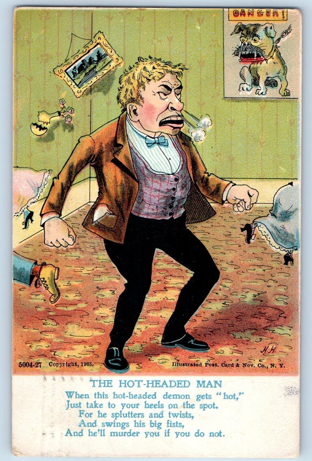 Rochester NY Postcard Comic Humor The Hot Headed Man Demon Gets 1906 ...