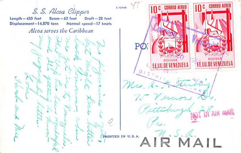SS Alcoa Clipper Freighter Ship 1958 | Topics - Other, Postcard ...
