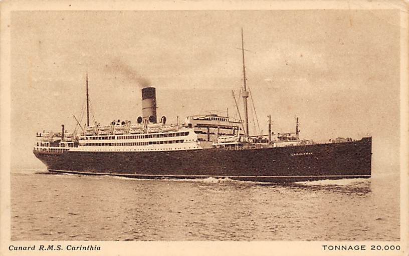 RMS Carinthia Cunard Line Ship Postal Used Unknown | Topics - Other ...
