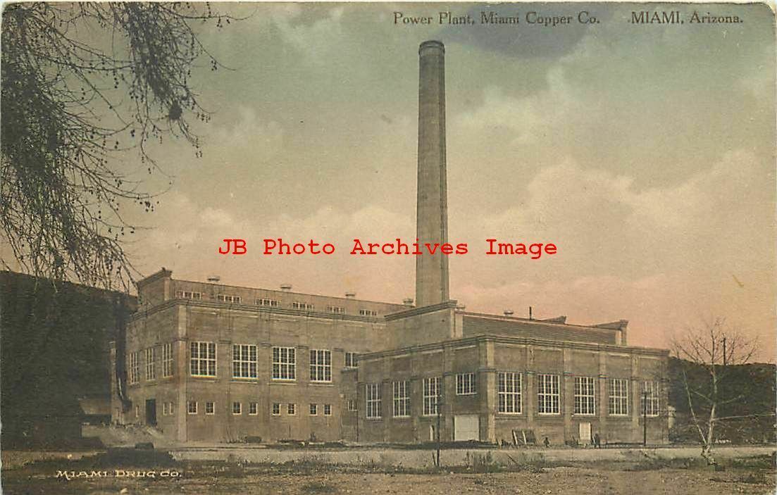 AZ, Miami, Arizona, Copper Mining Co Power Plant, Mine, Albertype ...