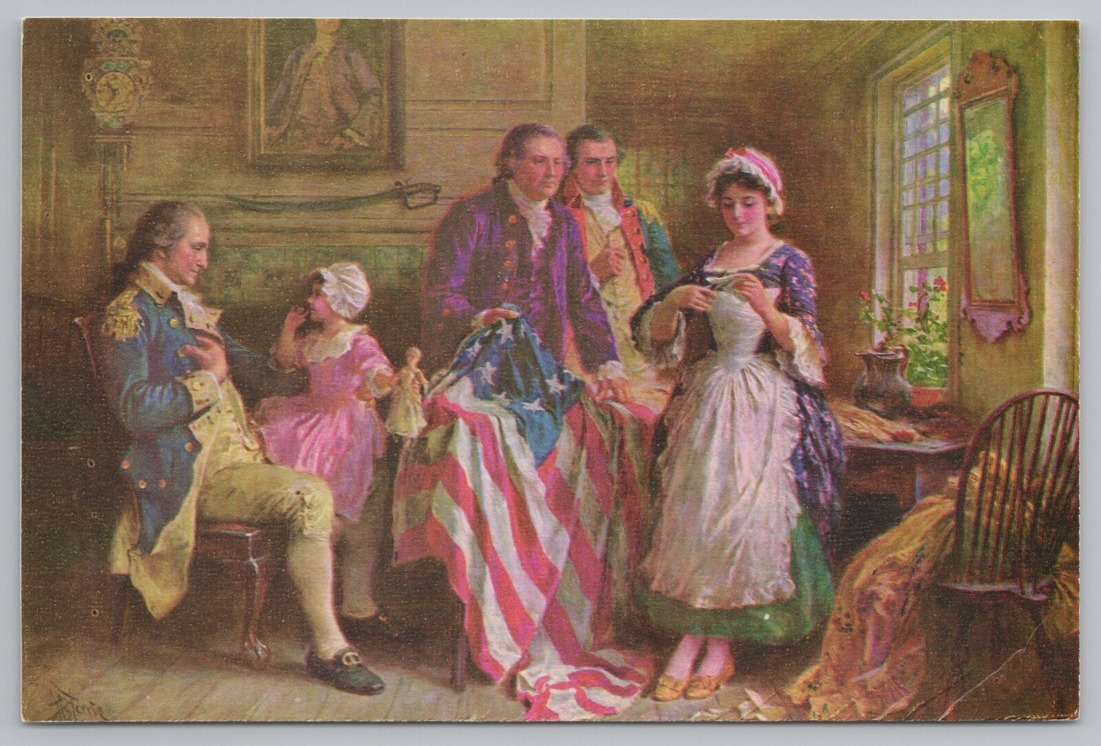 Military~Artist JLG Ferris~Betsy Ross 1777~Making Of Our Flag ...