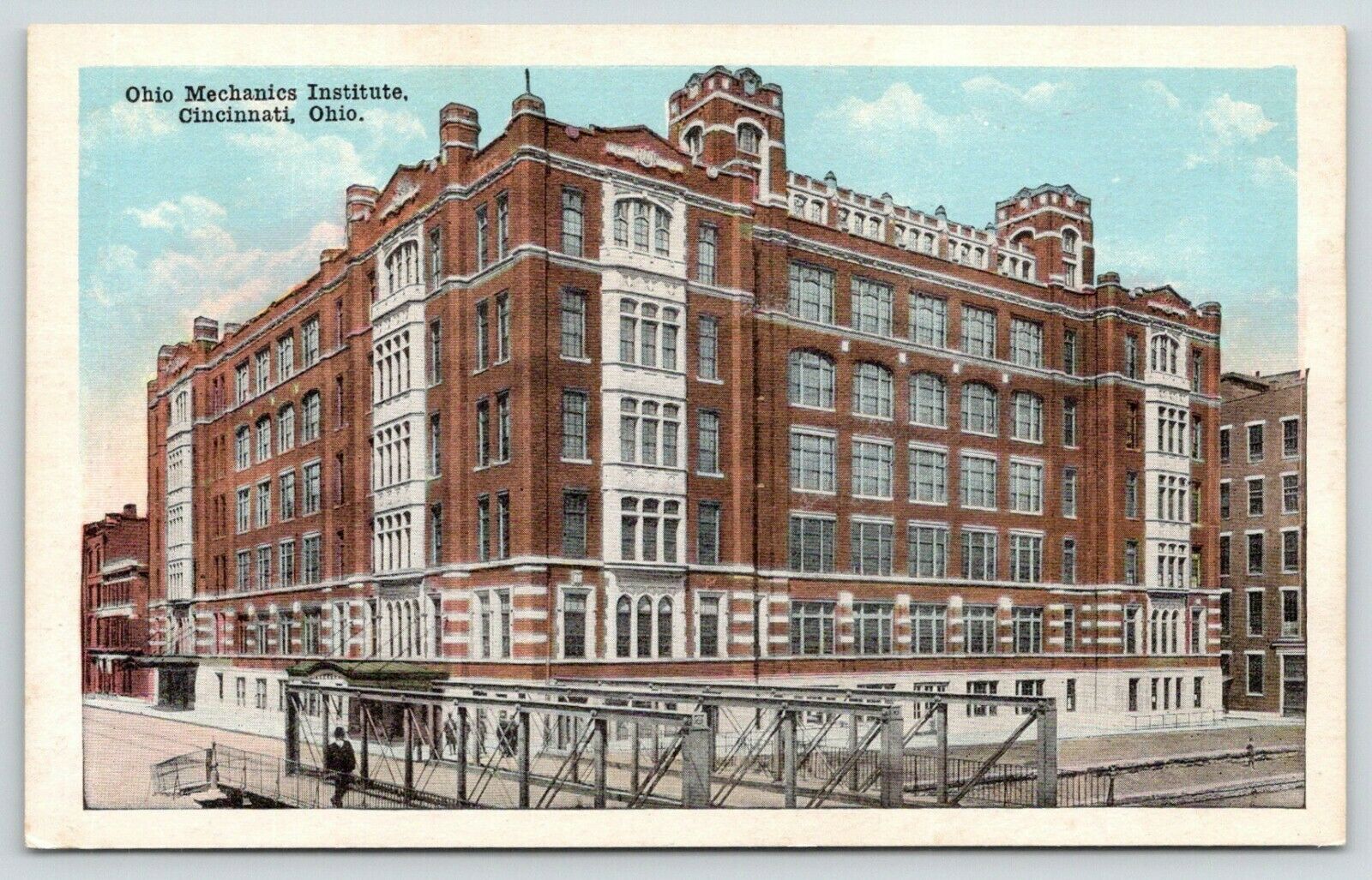 Cincinnati Ohio~Ohio Mechanics Institute~Man on Metal Bridge~1920s ...