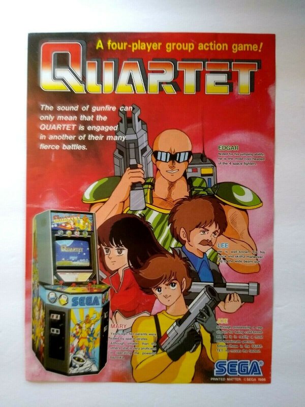 Quartet Arcade Flyer Original 1986 Video Game Artwork Space Age Retro ...