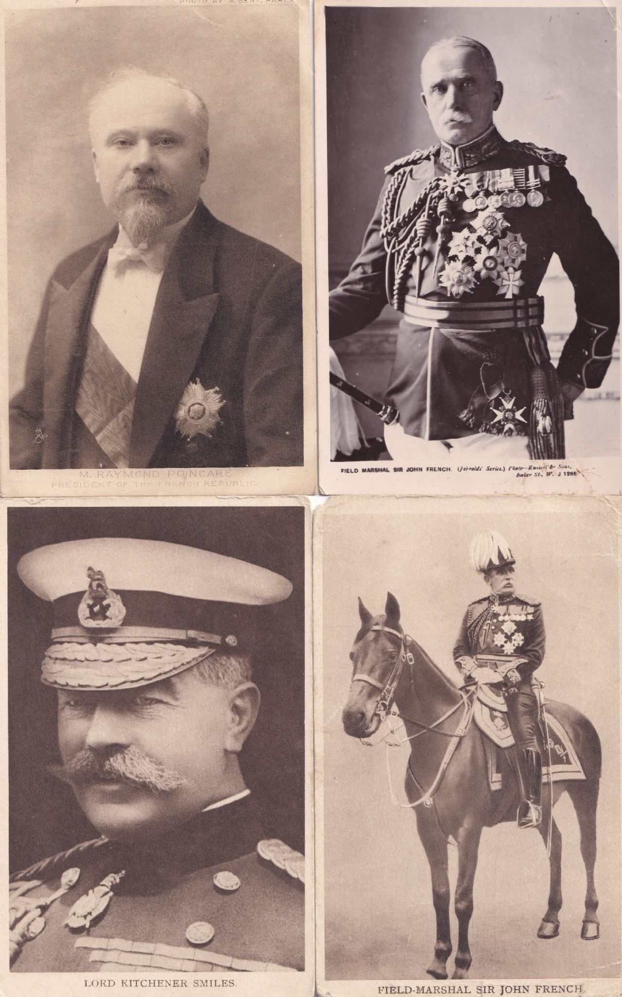 Sir John French Lord Kitchener Smiles 4x Military Leader WW1 Postcard s ...