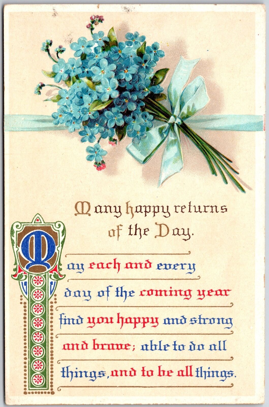 Many Happy Returns Forget-Me-Nots Birthday Greetings and Message ...