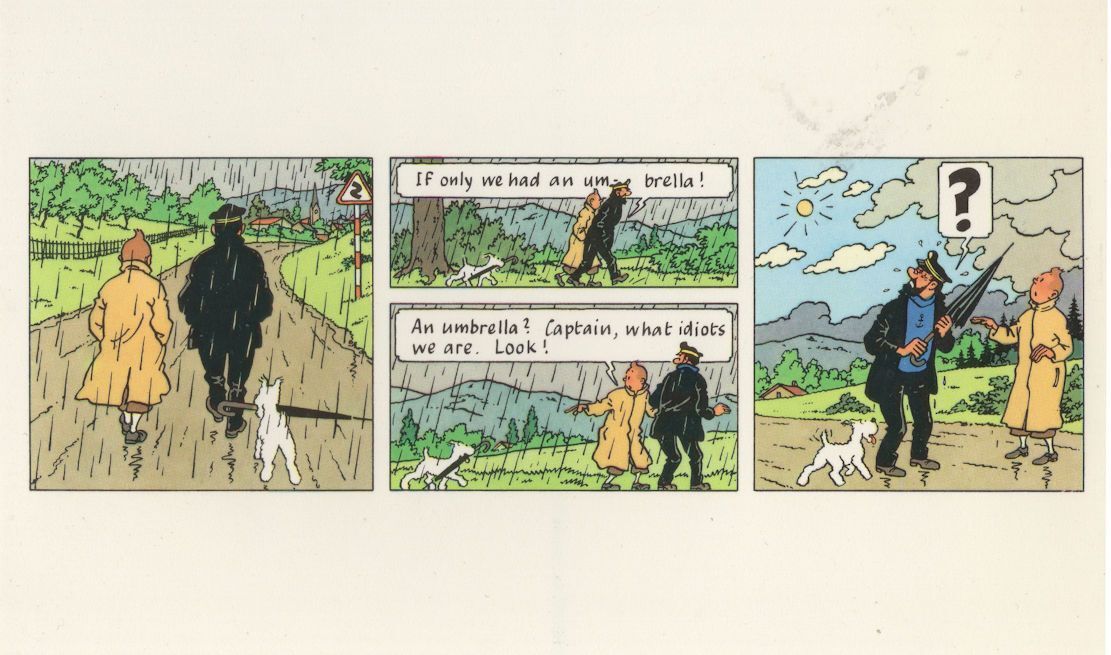 Tintin Umbrella Disaster Weather Comic Strip Postcard | Topics ...