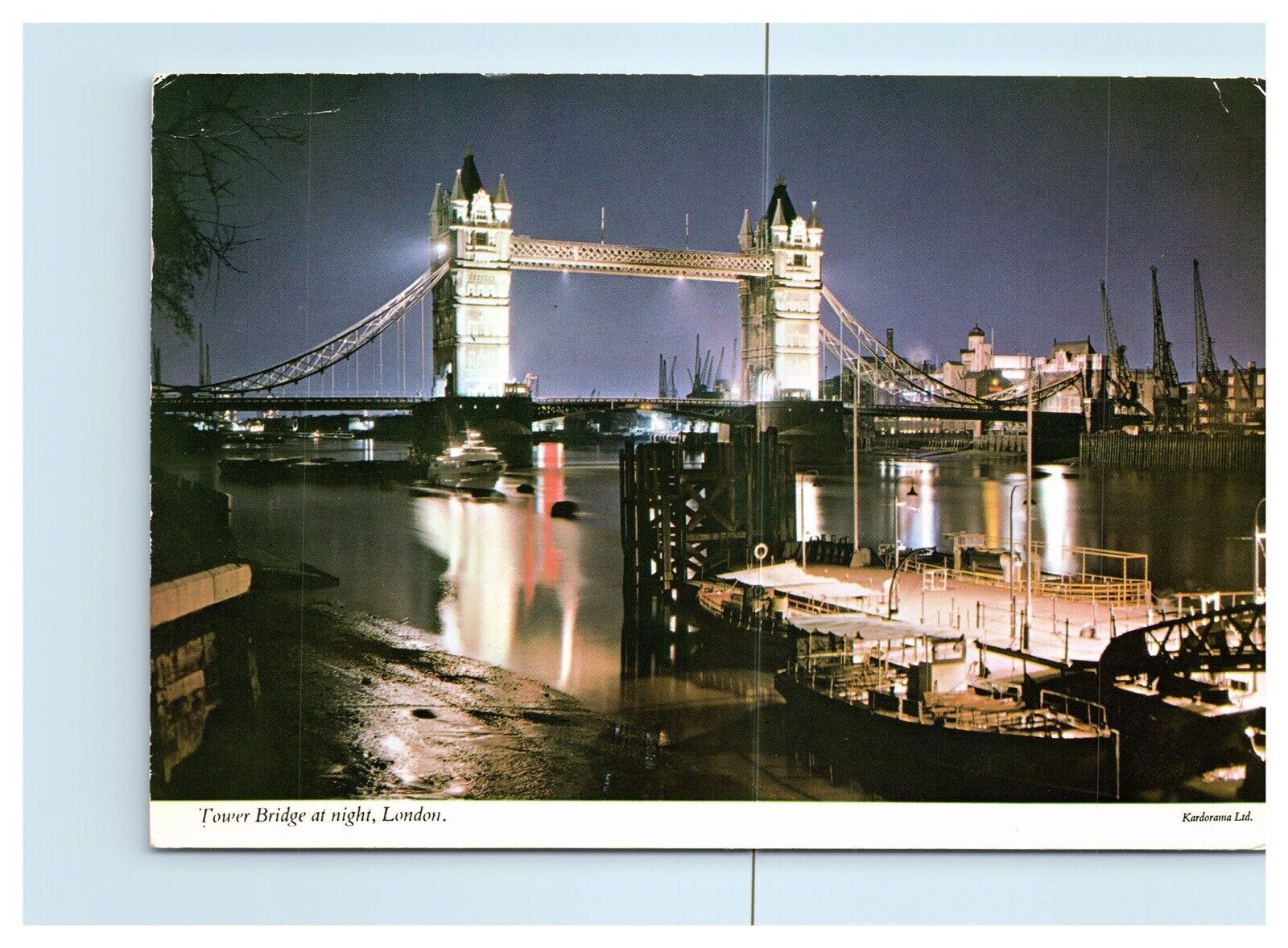 Tower Bridge Night London River City Boats Lights Chrome WOB Postcard ...