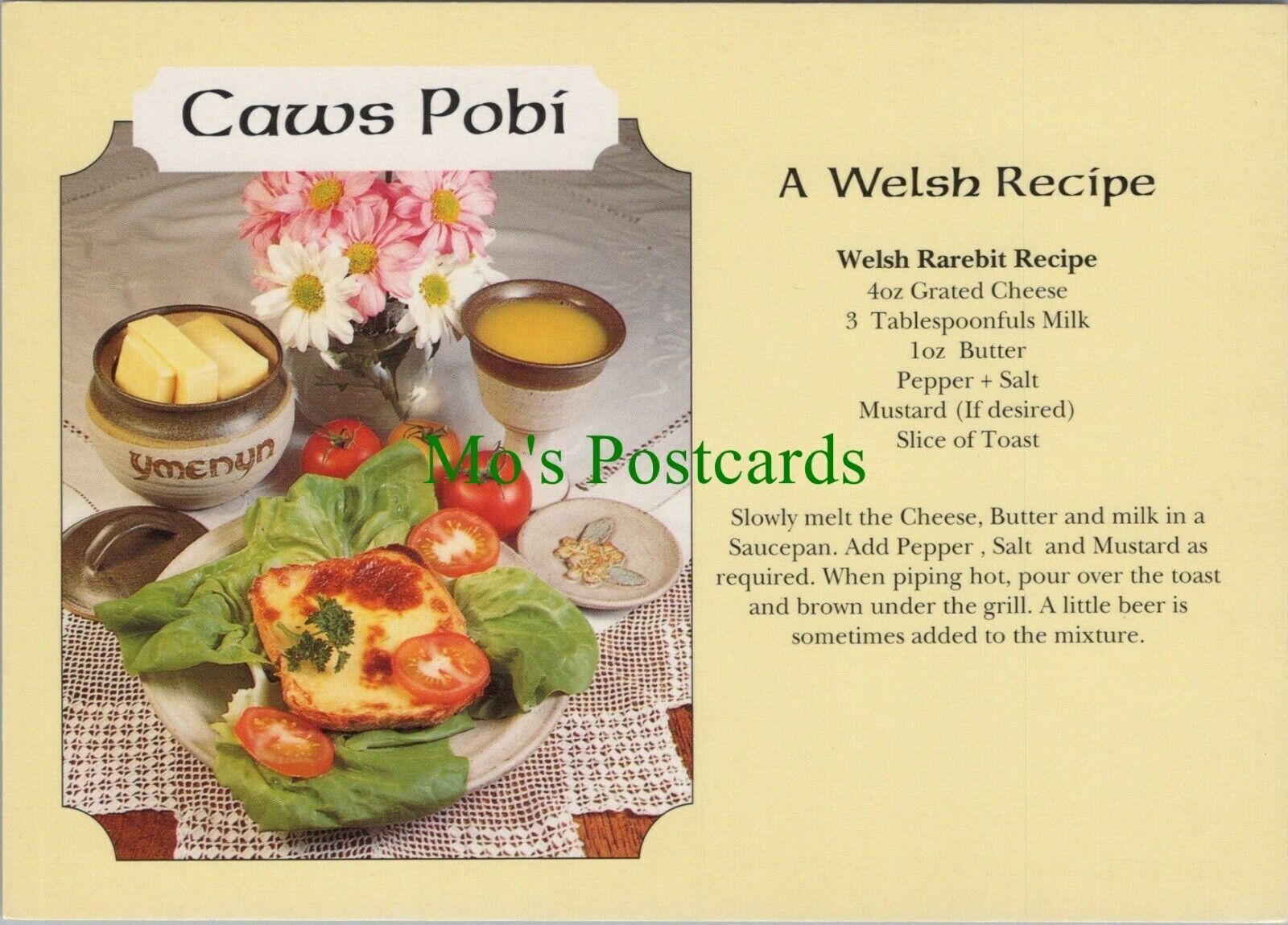 Food & Drink Postcard - Caws Pobi, A Welsh Rarebit Recipe RR13908 ...