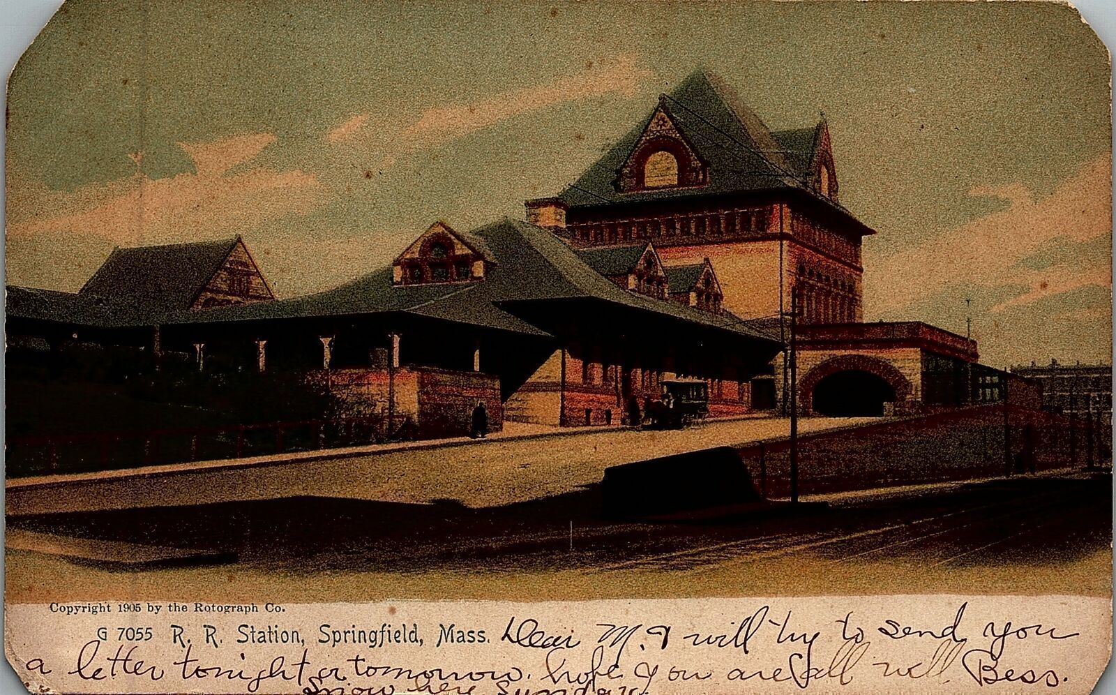 1905 Springfield Mass Railroad Station Rotograph Train Postcard 25-173 ...