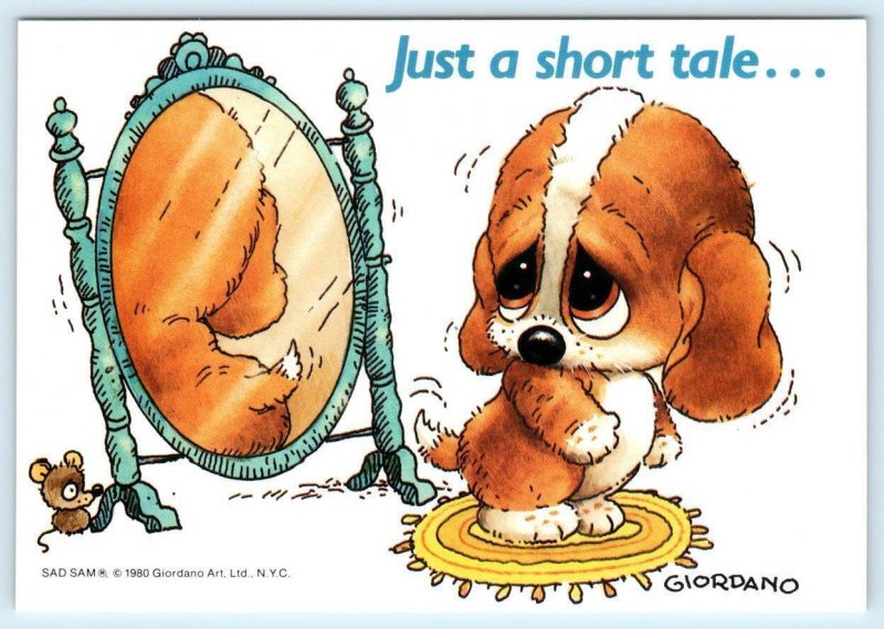 SAD SAM Bassett Hound "A SHORT TALE" Mirror - Giordano 1980 ~ 4"x6 ...