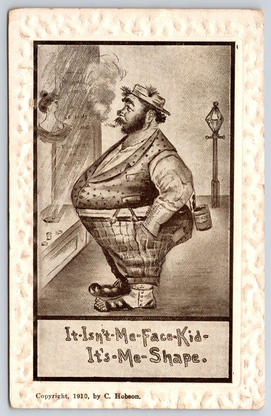 1912 Fat Man Big Tummy Hands-On Pocket It Is Sent Me Face Kid Posted ...