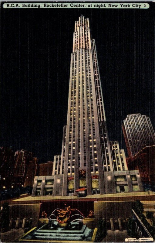 New York City Rockefeller Center RCA Building At Night | United States ...