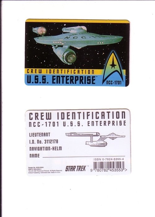 Star Trek Plastic Card, USS Enterprise Crew Identification, 1997 ...