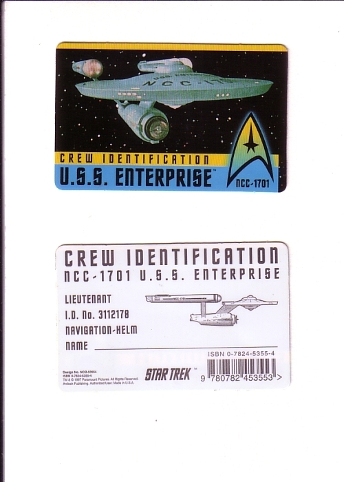 Star Trek Plastic Card, USS Enterprise Crew Identification, 1997 ...