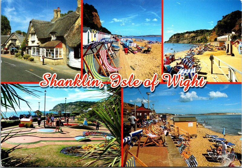 Shanklin Isle Wight Old Village Hope Beach Multi View Chrome Postcard ...