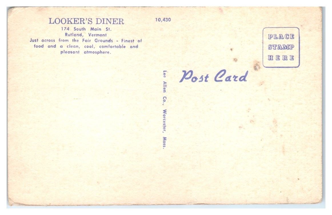 Mid-1900s Looker's Diner, Rutland, VT Postcard | United States ...