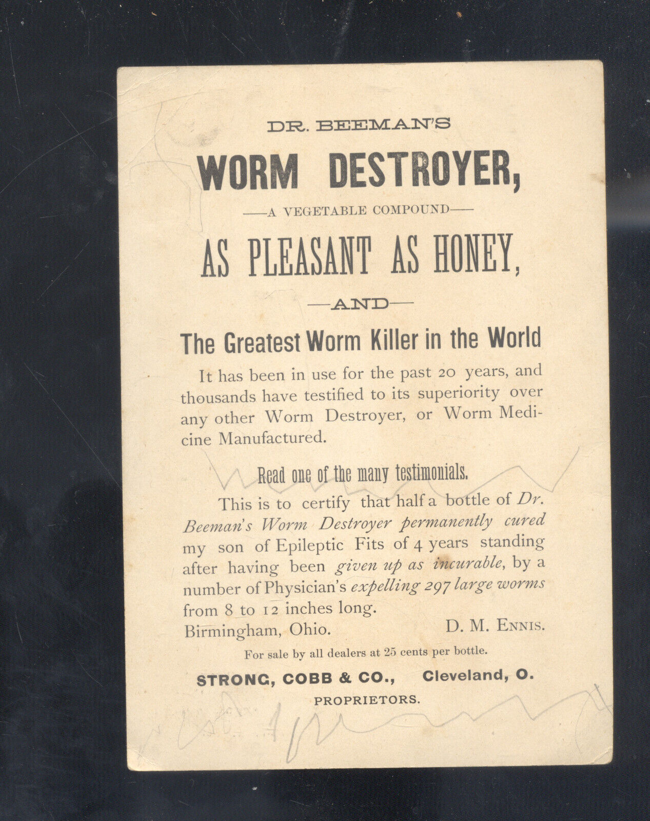 Cleveland Ohio DR. Beeman's Worm Destroyer Birmingham OH. Victorian ...