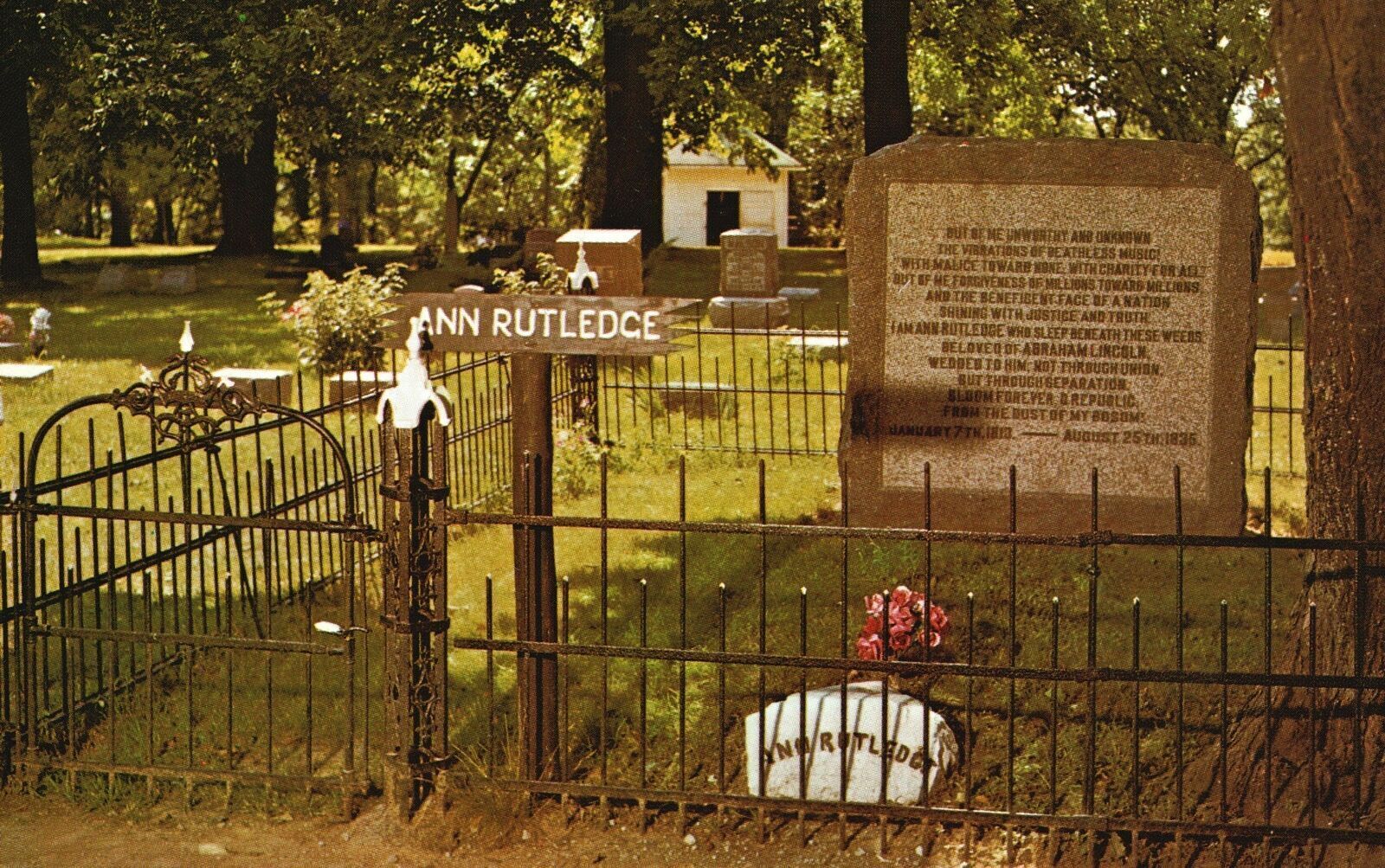 Vintage Postcard Grave Of Ann Rutledge Lincoln's New Salem Petersburg ...
