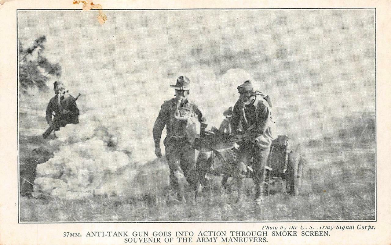37 MM Anti-Tank GUN Smoke Screen Army Signal Corps Military Postcard (C ...