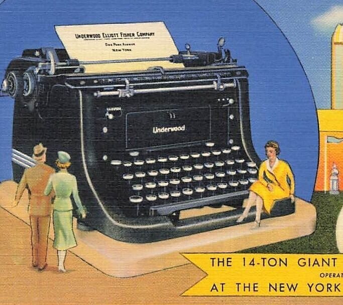 1940 New York Worlds Fair Giant Underwood Typewriter People P468 ...