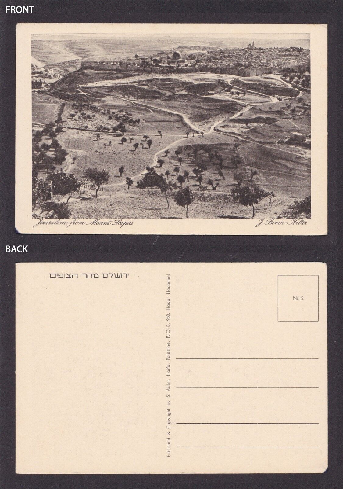 PALESTINE, Vintage postcard, Jerusalem from Mount Scopus | Asia ...