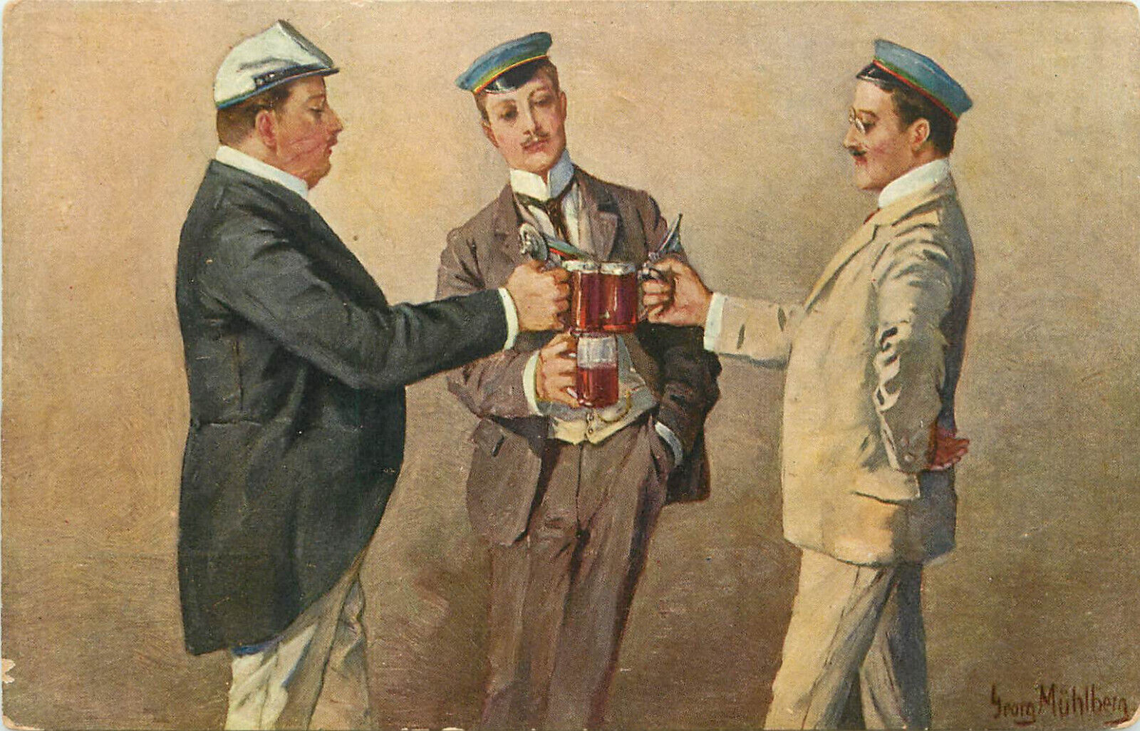 Vintage Postcard Heidelberg Fencing University Students Drinking Beer ...