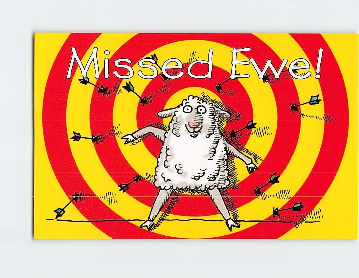 Postcard Missed Ewe! with Sheep Arrows Comic Art Print | Other ...