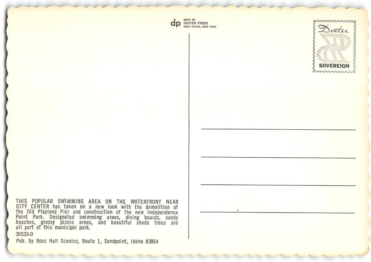Lake Coeur d'Alene Idaho City Beach Independence Point Park 4x6 Vintage ...