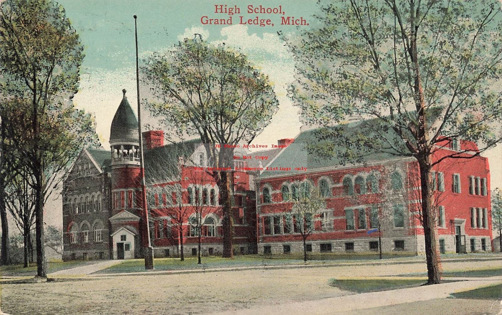 MI, Grand Ledge, Michigan, High School Building, Exterior, 1914 PM, No ...