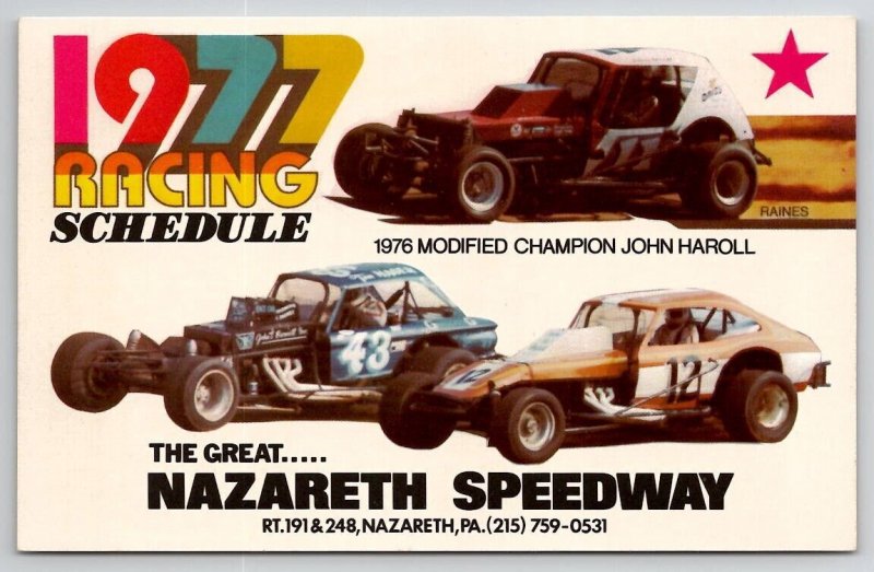 Nazareth Speedway PA 1977 Racing Schedule Postcard W26 | United States ...