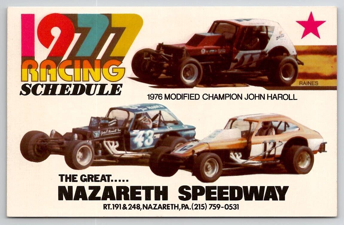 Nazareth Speedway PA 1977 Racing Schedule Postcard W26 | United States ...