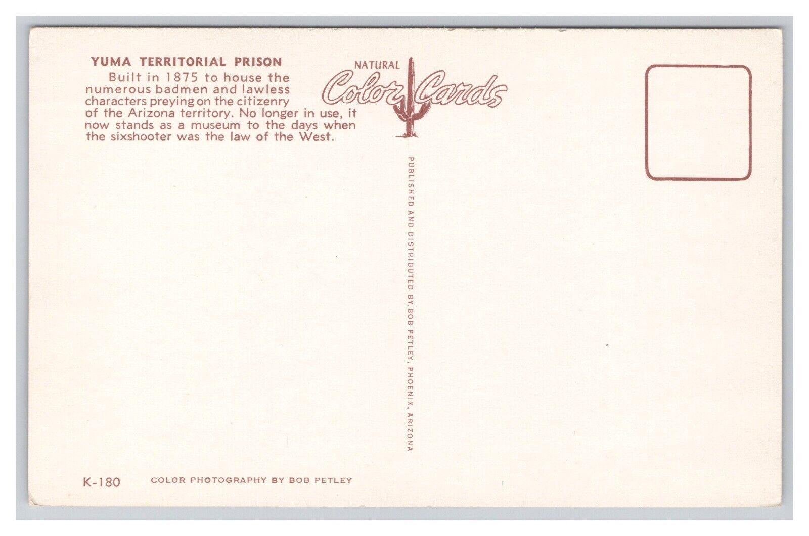 Yuma Arizona Yuma Territorial Prison Postcard | United States - Arizona ...