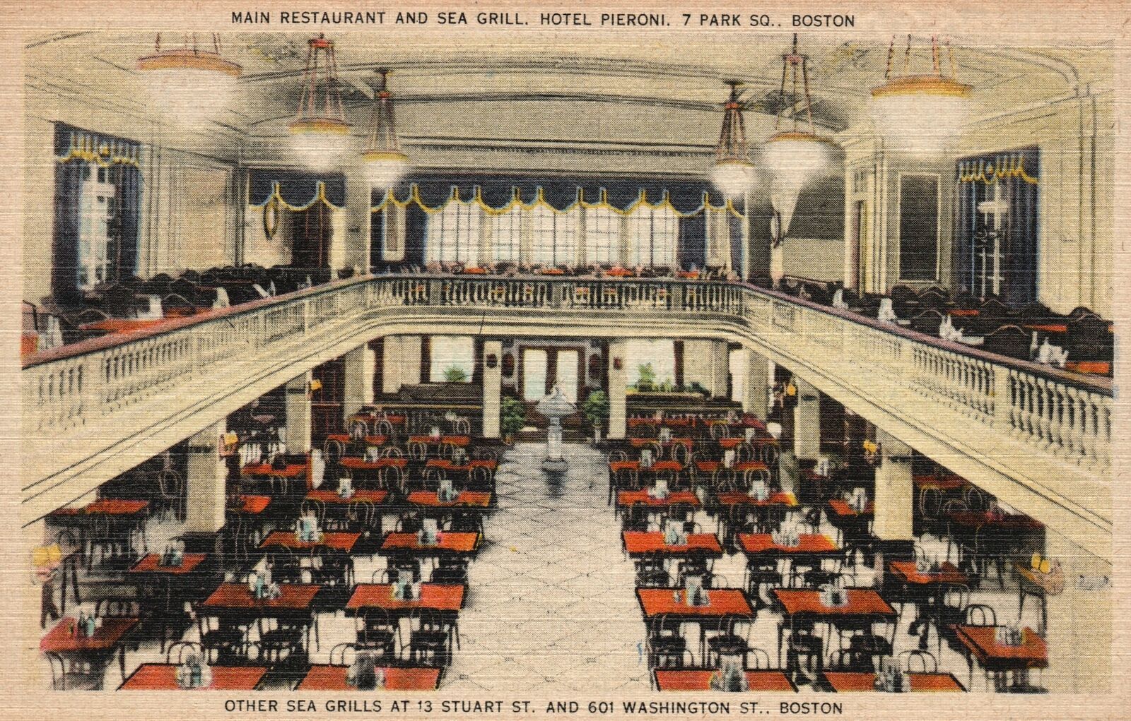 Vintage Postcard 1953 Main Restaurant Sea Grill Hotel Pieroni Park Sq ...